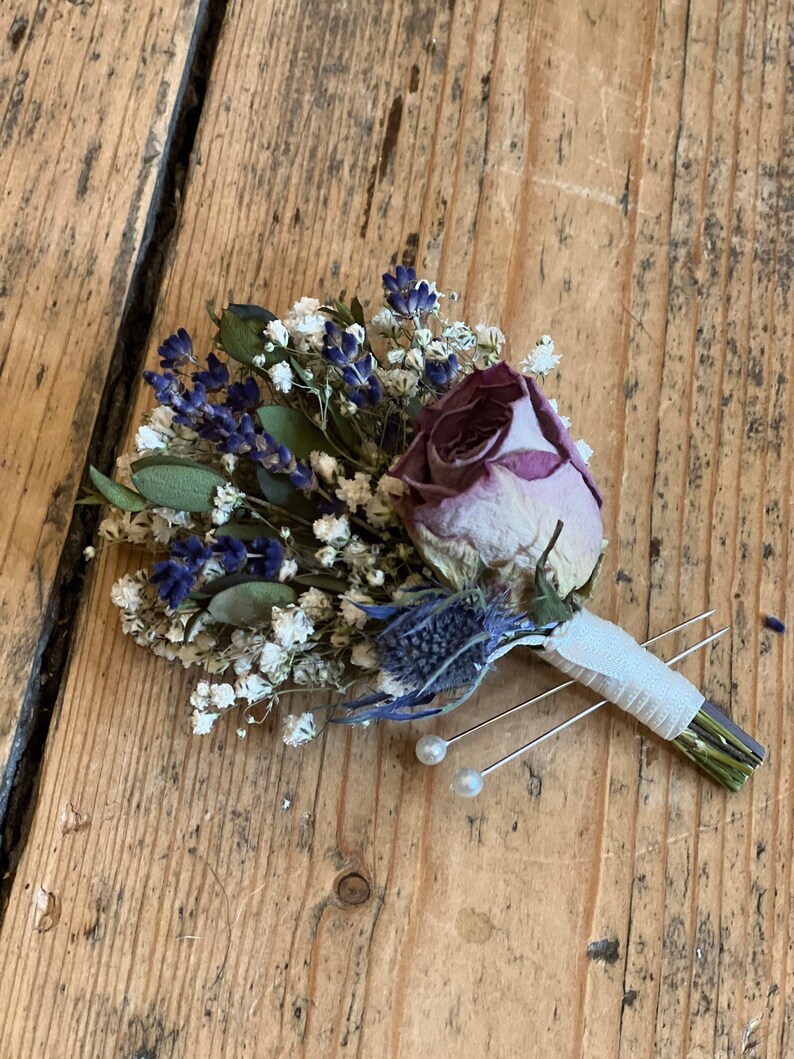 Dried Thistle and Rose Buttonhole Scottish Wedding Dried - Etsy UK