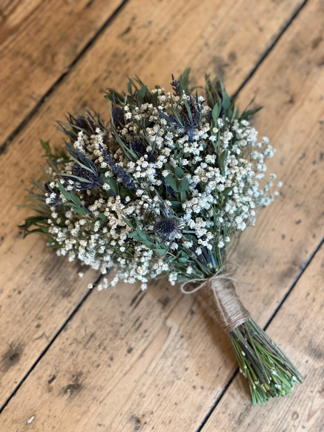 Dried Blue Thistle Bouquet, Scottish Wedding Flowers, Dried Flower ...