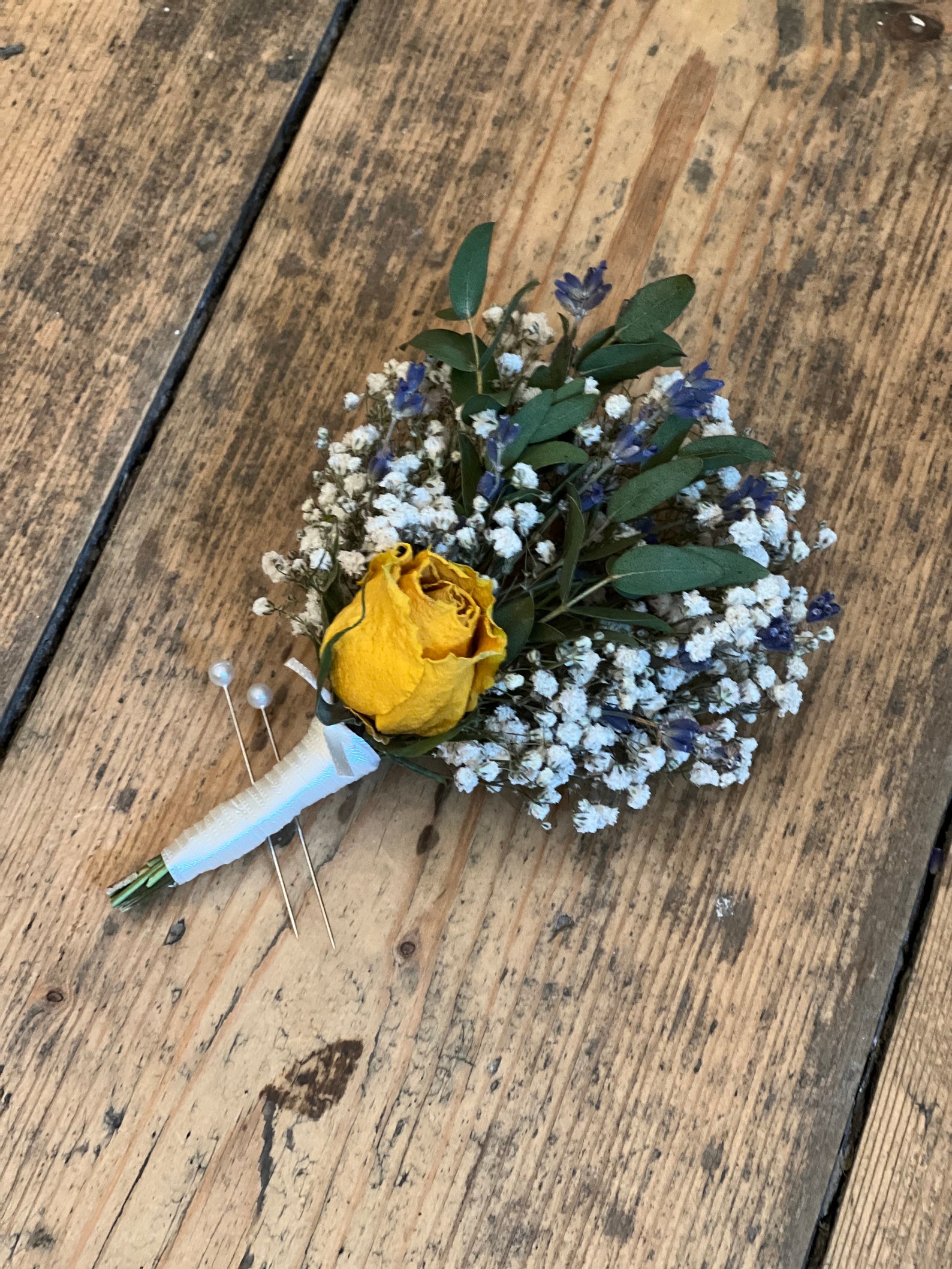Dried Yellow Rose Buttonhole, Dried Rose and Lavender Buttonhole, Dried ...