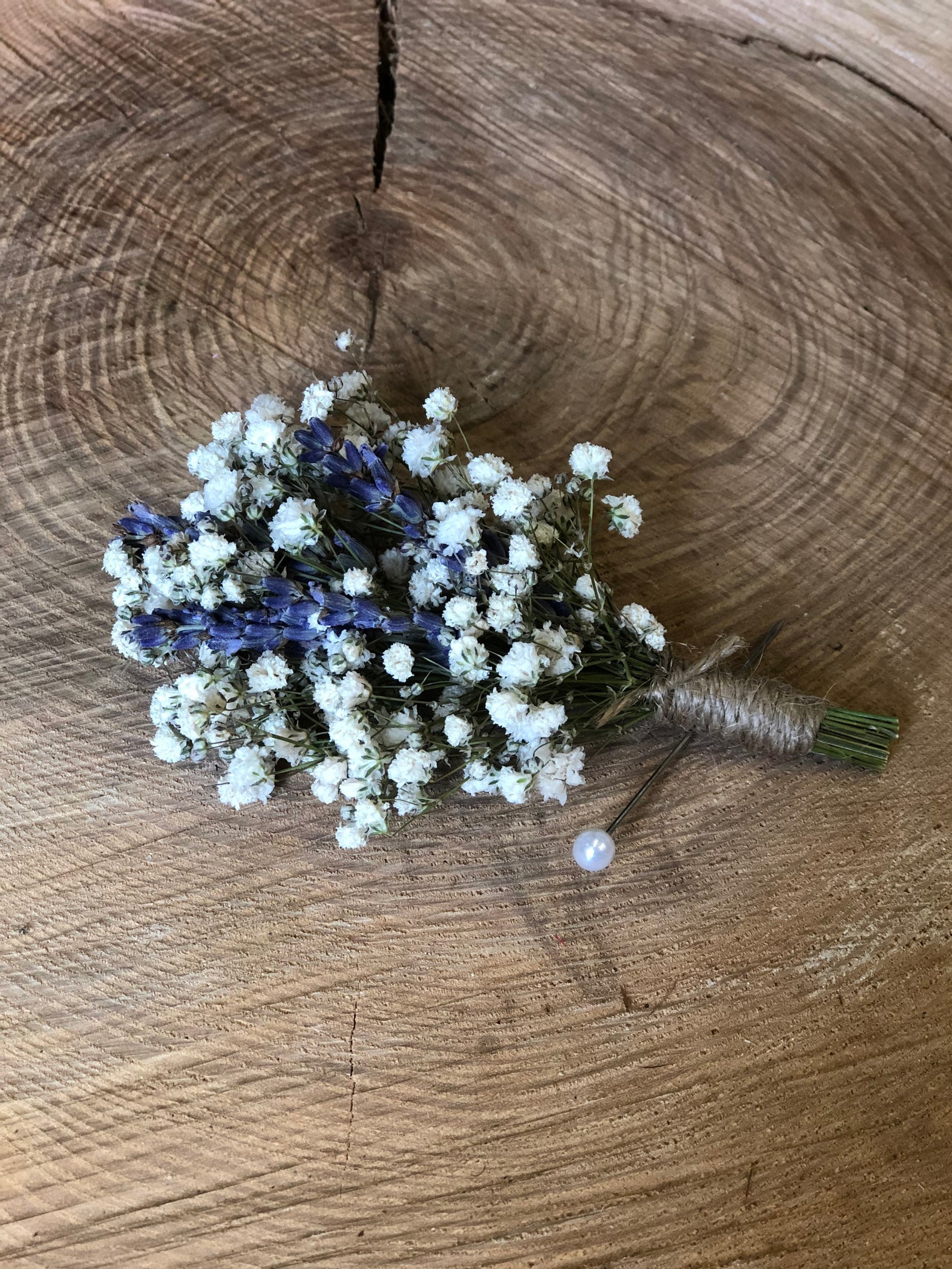 Dried Lavender Buttonhole, Dried Gypsophila Boutonniere, Dried Flower ...
