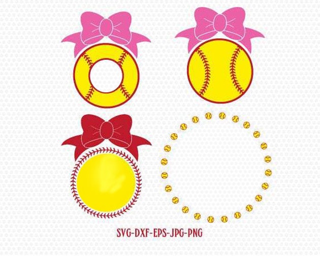 Softball Svg Softball Monogram Svg Monogram Frames For Etsy