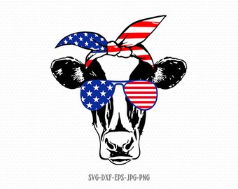 Patriotic Cow Svg | Etsy