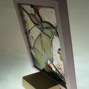 Framed Rabbit Stained Glass Bunny on Wooden Stand - Etsy