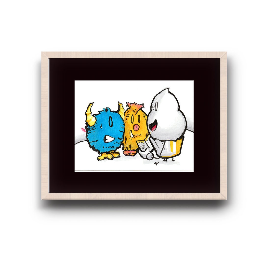Monster Wedding Cartoon - A Cupcake Original Illustration - Wall Art - Etsy