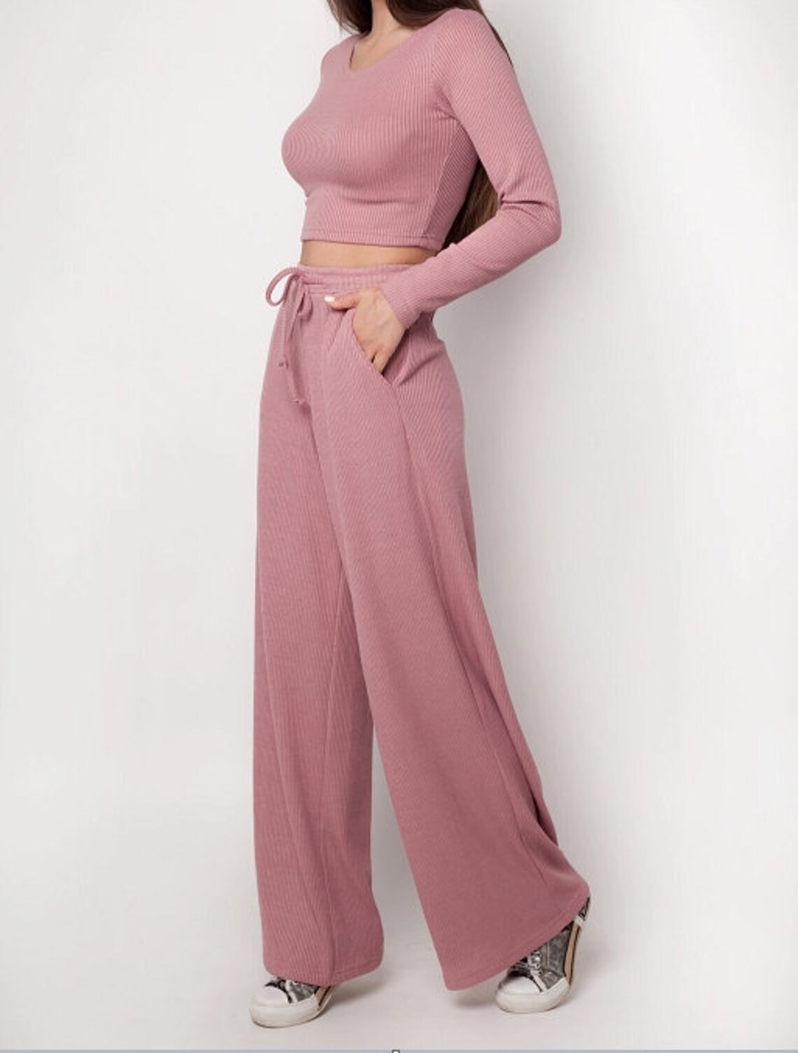 Tied Together Rib Knit Lounge Set 2 Piece Matching Lounge Etsy