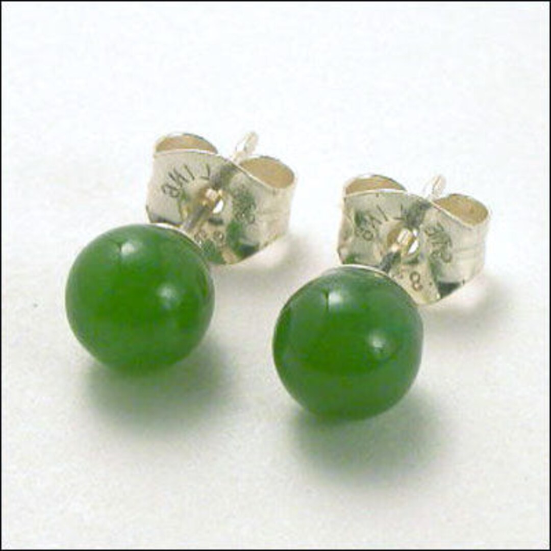BC Jade 5mm Round Stud Earrings - Available in Silver or Gold - Etsy