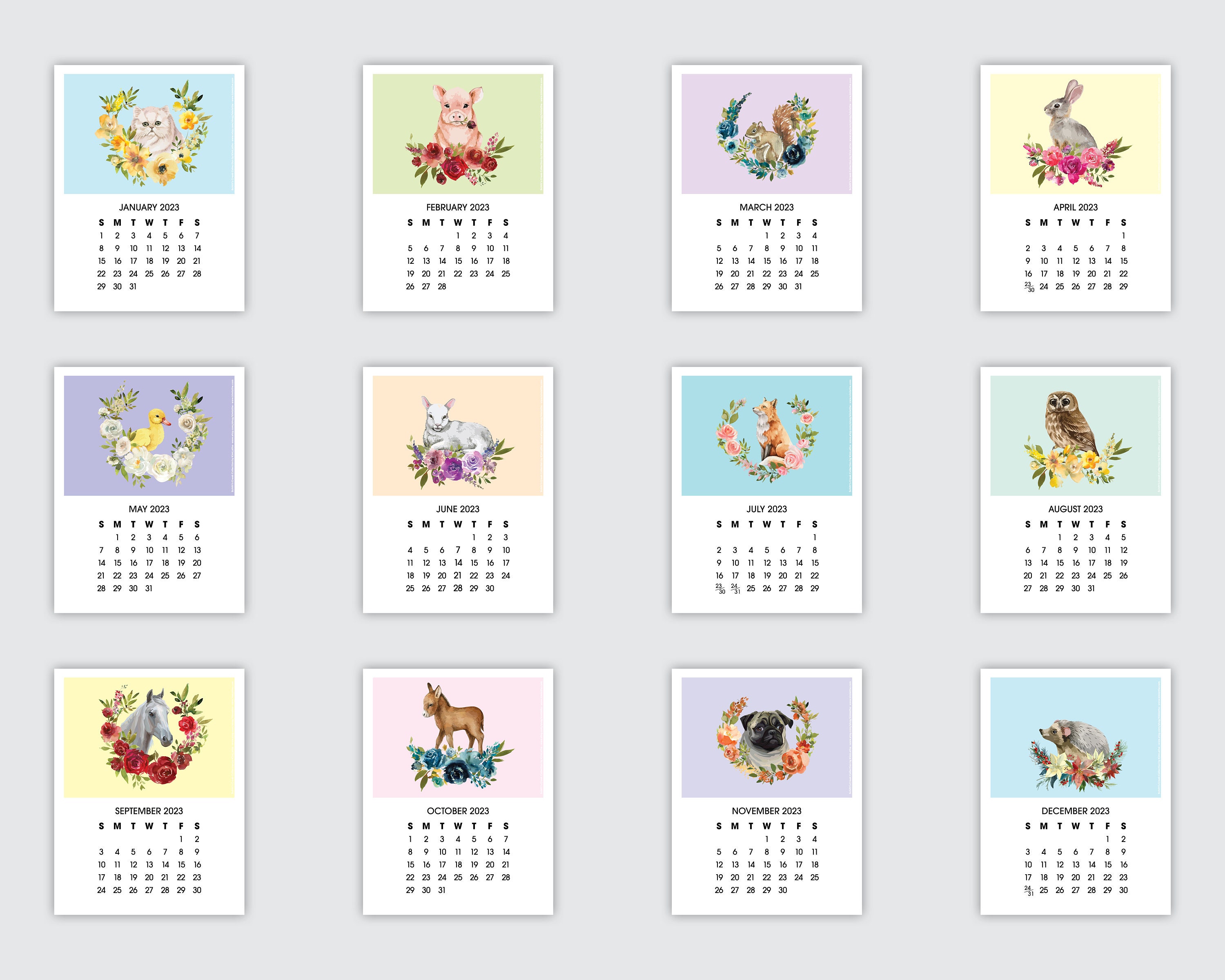 Jocelyn Schitt 2023 Printable Animal Calendar - Etsy