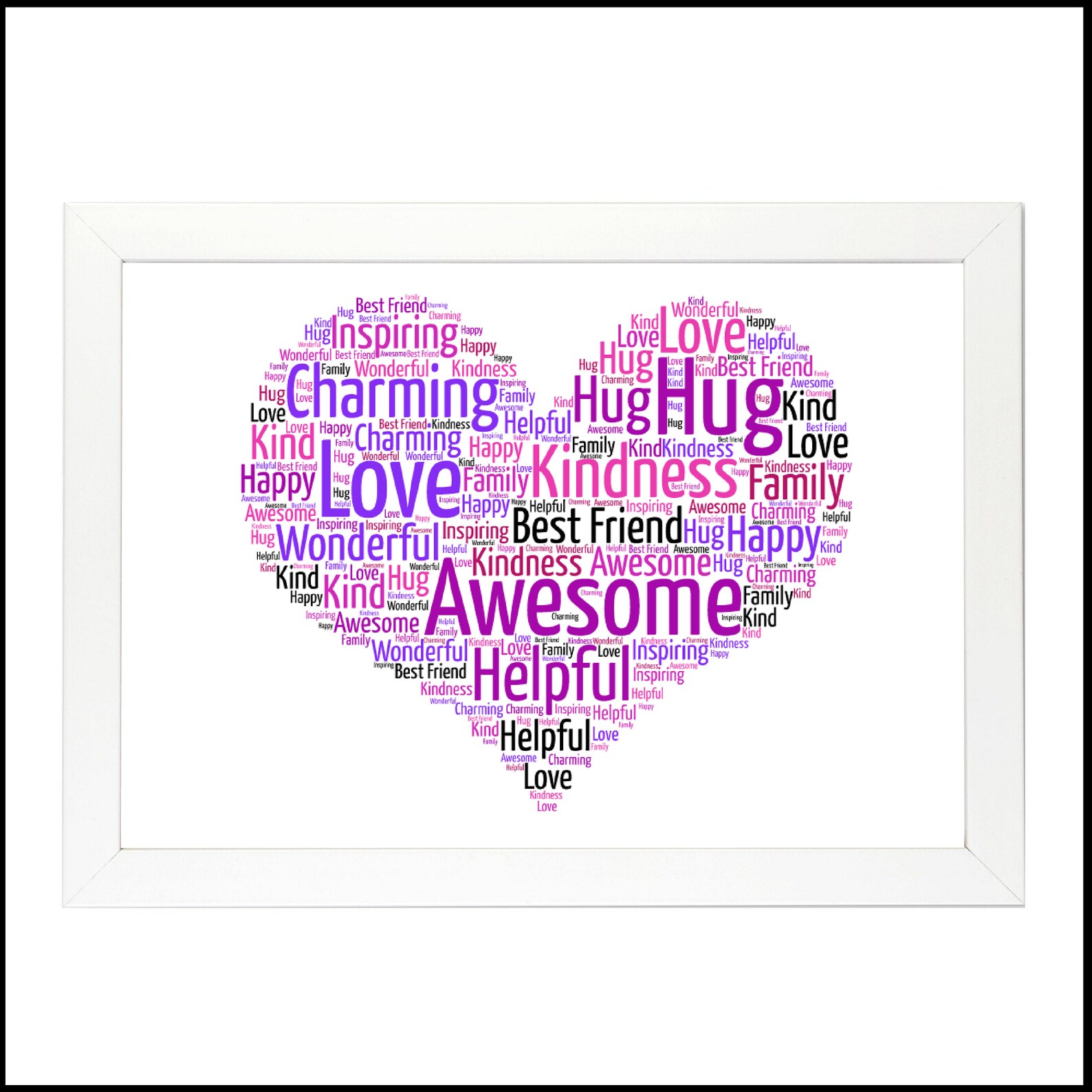 Epic Modz Personalised Love Heart Word Art Print Gift A4 Frame Canvas ...