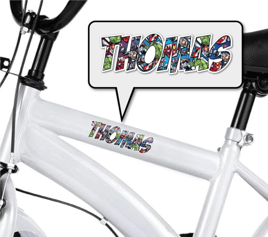 Personalised Name Bike Frame Vinyl Stickers | Superhero Font Decals ...