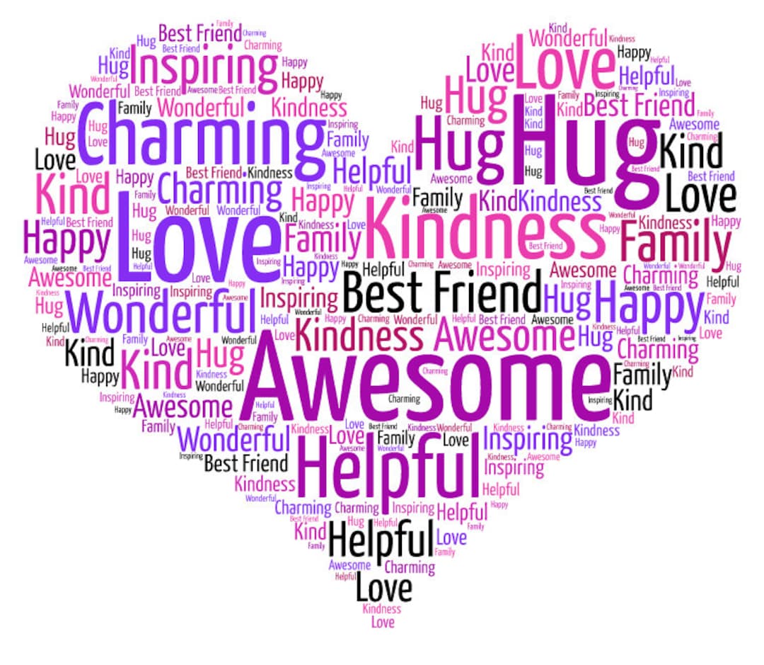 Epic Modz Personalised Love Heart Word Art Print Gift A4 Frame Canvas ...