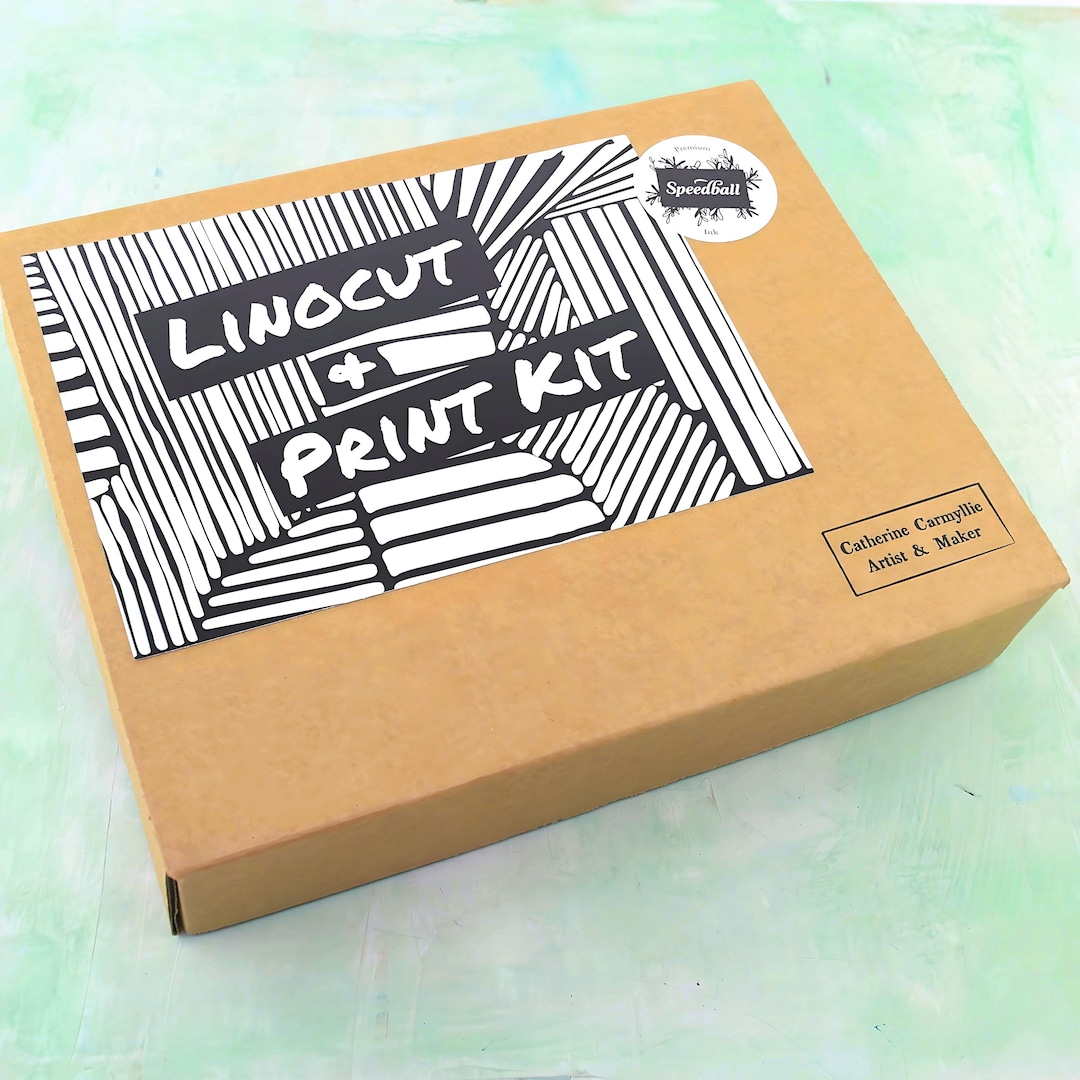 Premium Linocut & Print Kit With 3 Tubes of Premium Speedball Ink ...