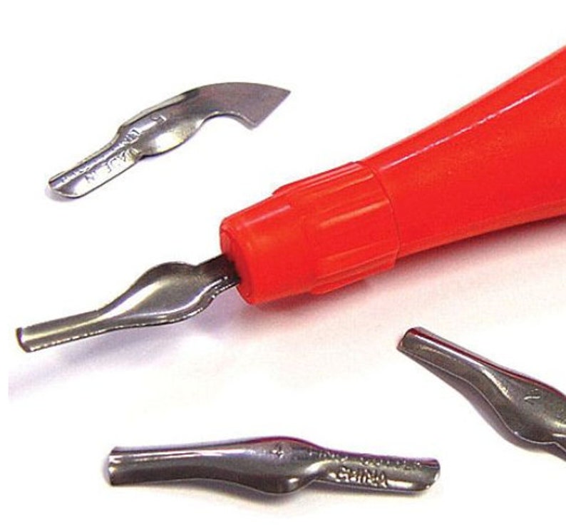 Linocut Tool Set Student Quality Handle & 5 Shape Blades | Etsy