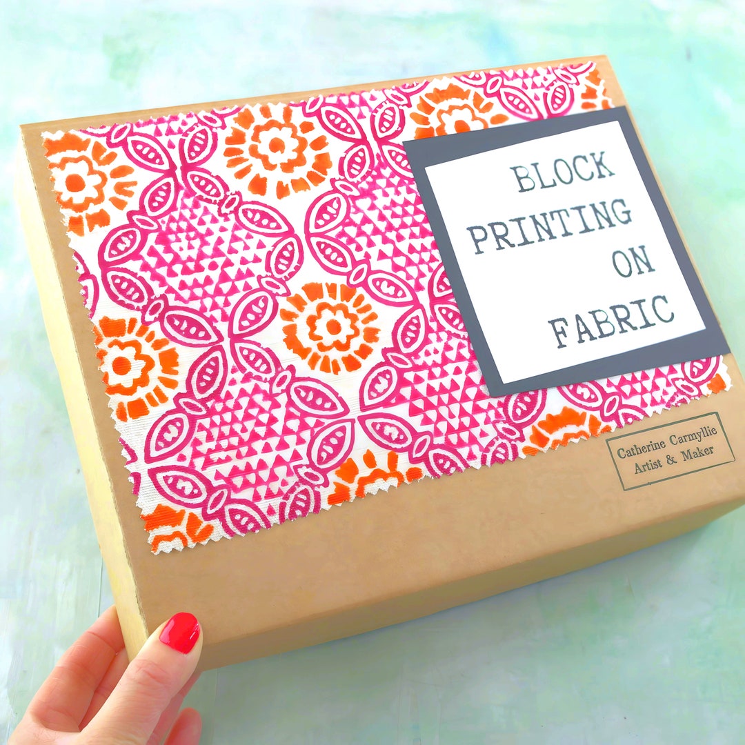 Beginner Fabric Block Printing Kit, Includes Tote Bags, Hand Carved ...