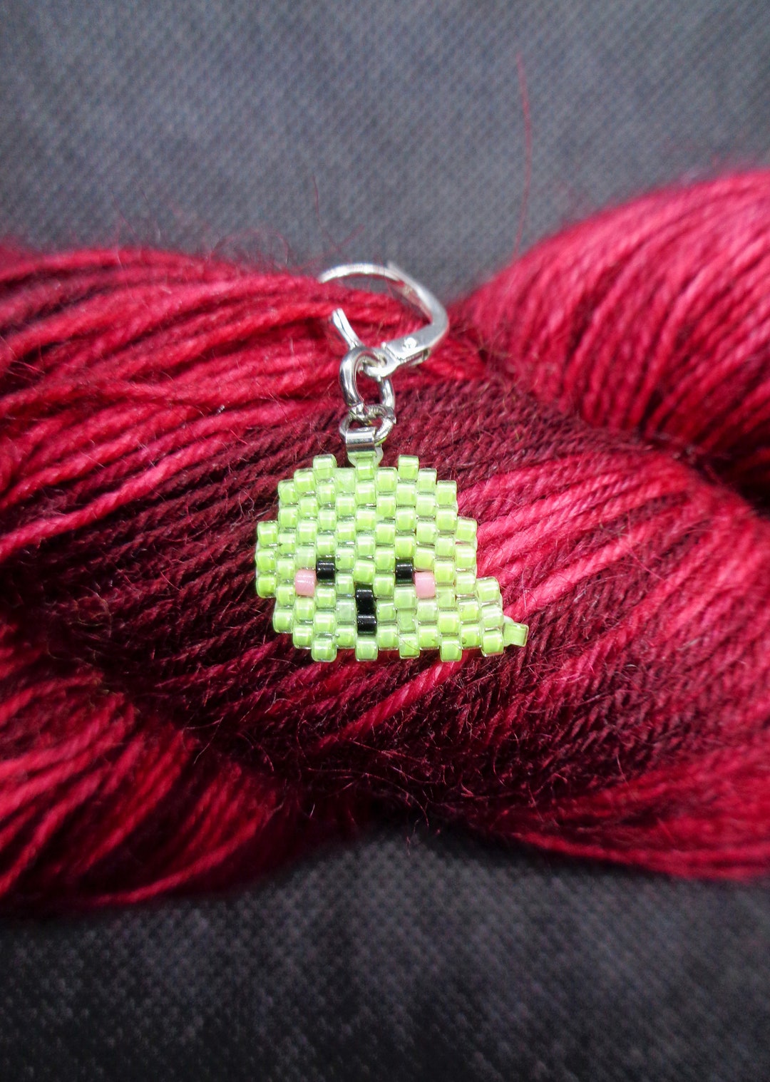 Beaded Neon Green Ghost Charm Stitch Marker Progress Keeper - Etsy