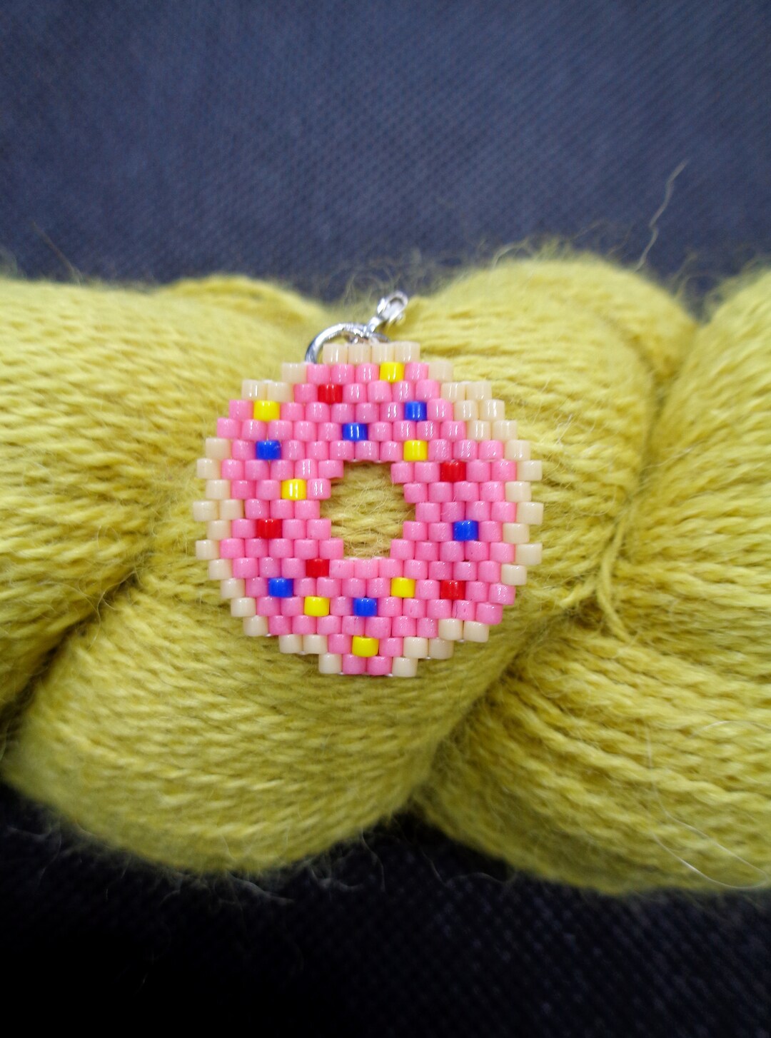 Beaded Pink Glazed Donut Progress Keeper Stitch Marker - Etsy
