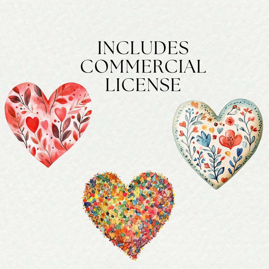 Boho Hearts Clipart Set - Digital Heart Graphics for Valentine’s Day ...