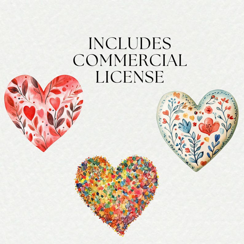 Boho Hearts Clipart Set - Digital Heart Graphics for Valentine’s Day ...