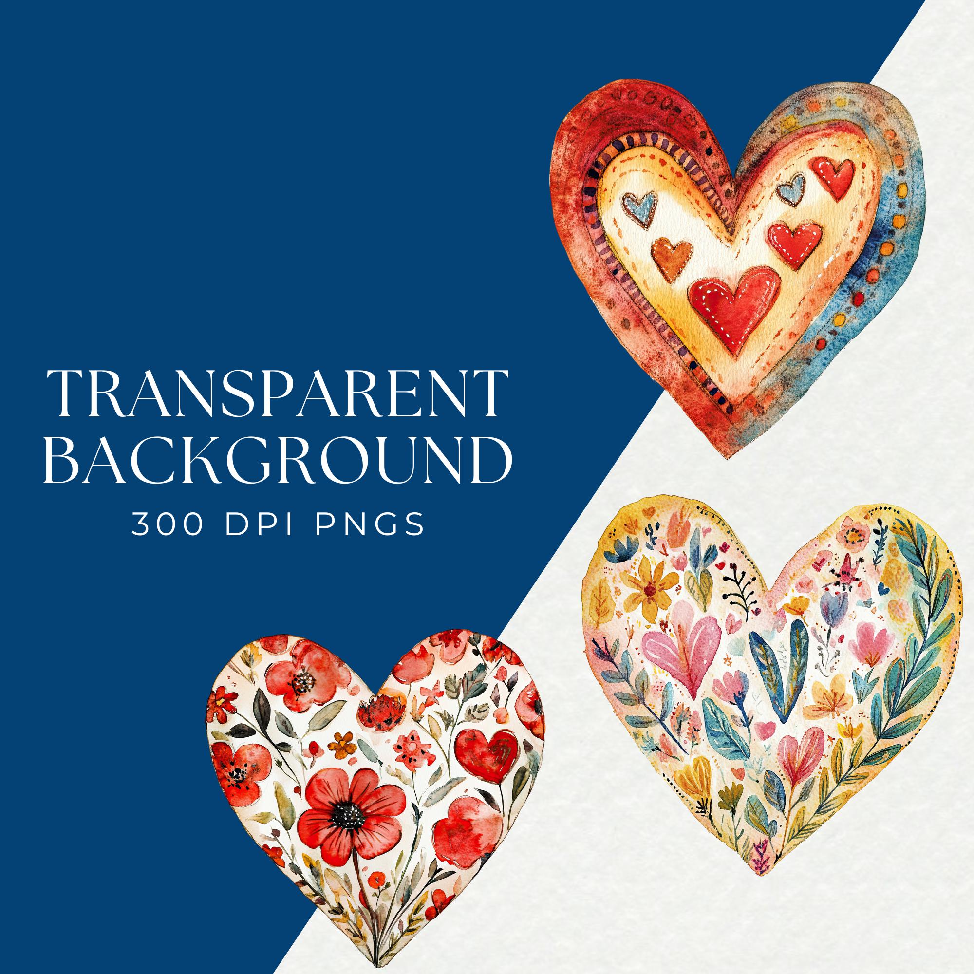 Boho Hearts Clipart Set - Digital Heart Graphics for Valentine’s Day ...