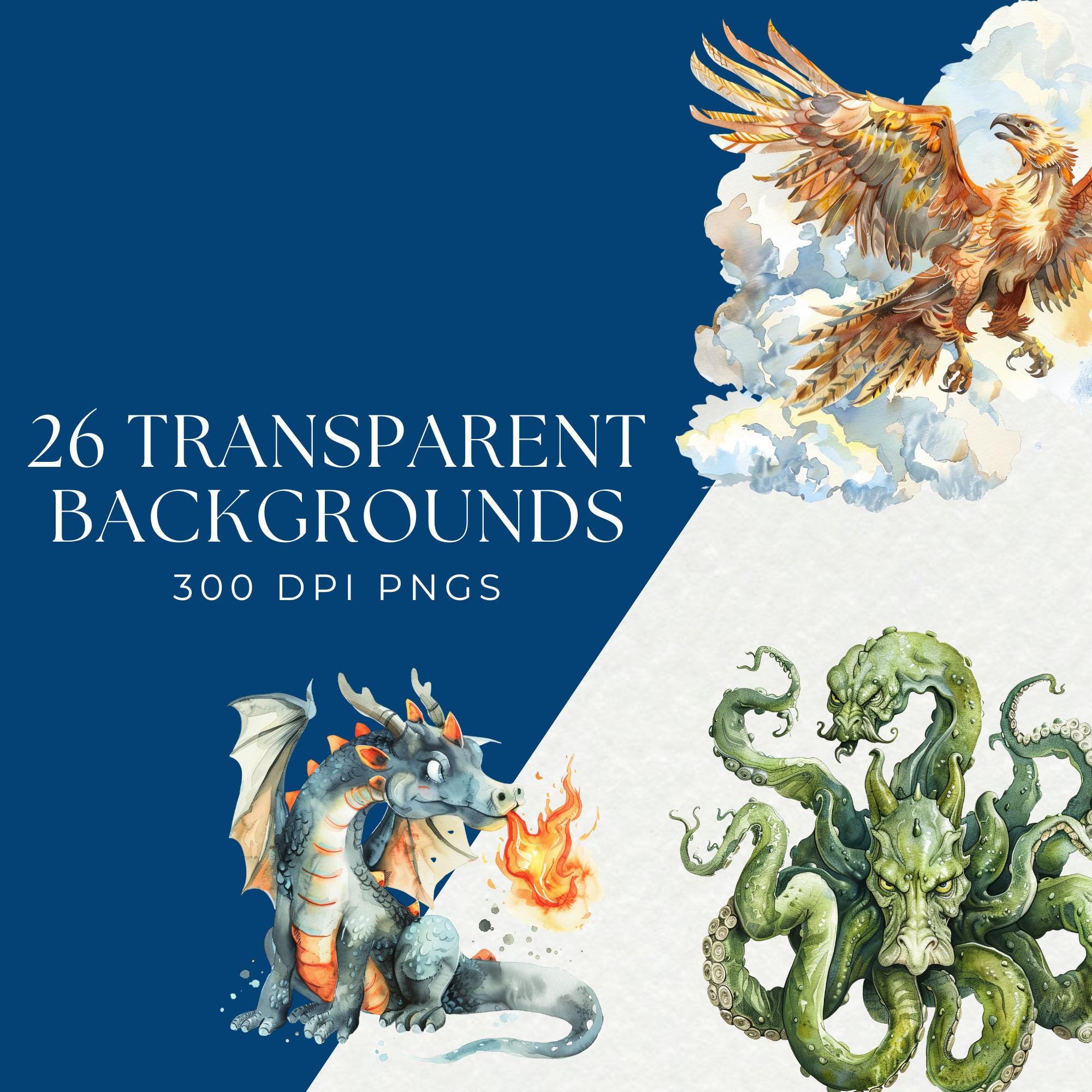 Mythical Creatures Digital Clipart Set - Legendary Beings for Fantasy ...