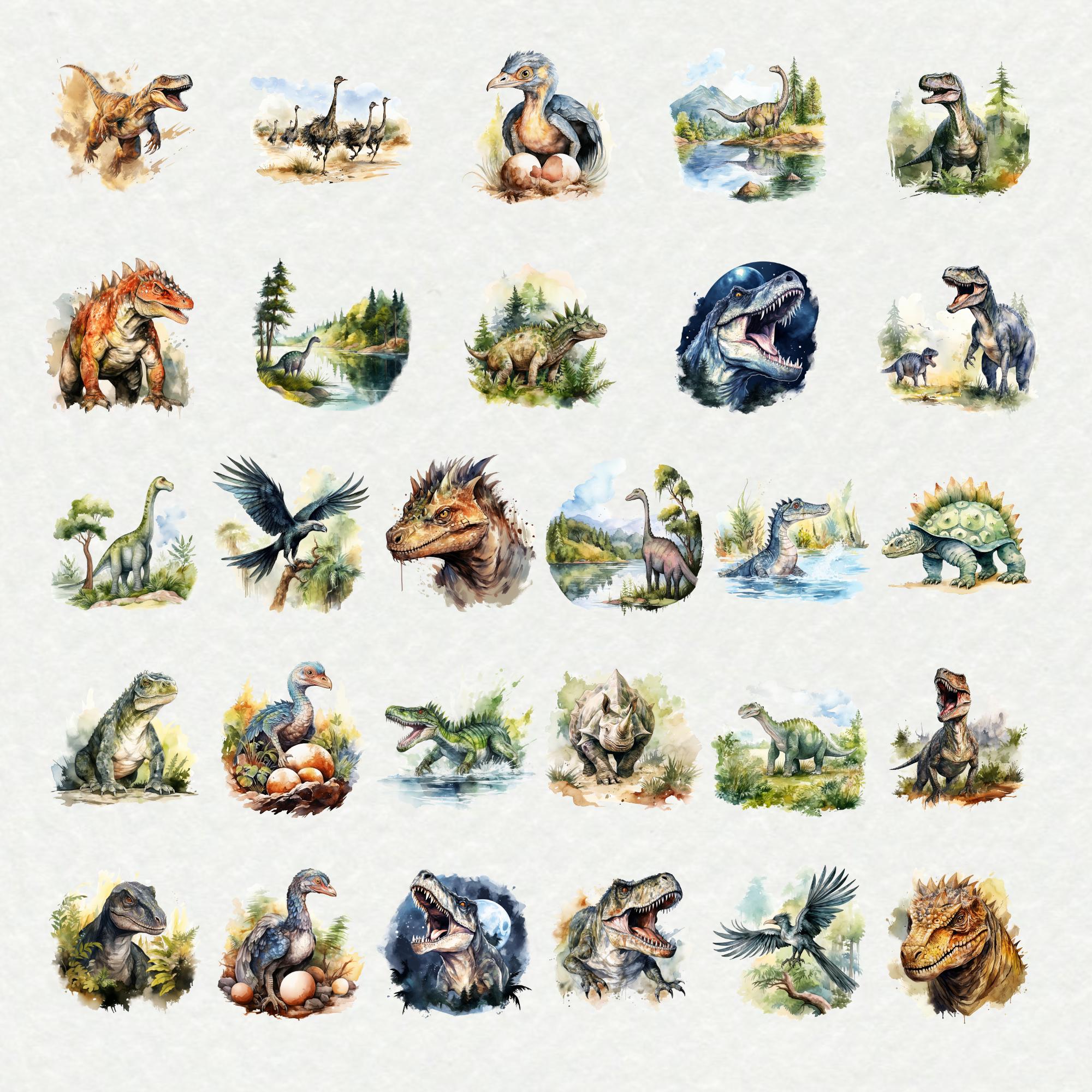 Dinosaur Clipart Bundle - Majestic and Fierce Prehistoric Scenes ...