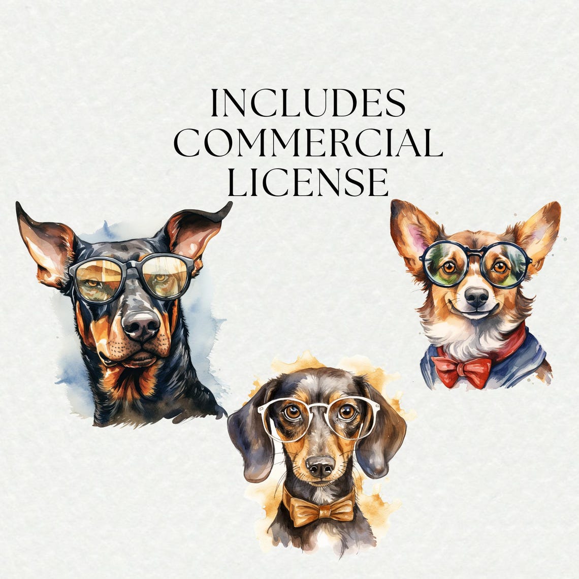 Stylish Dogs With Glasses Clipart Bundle - Trendy and Adorable Dog ...