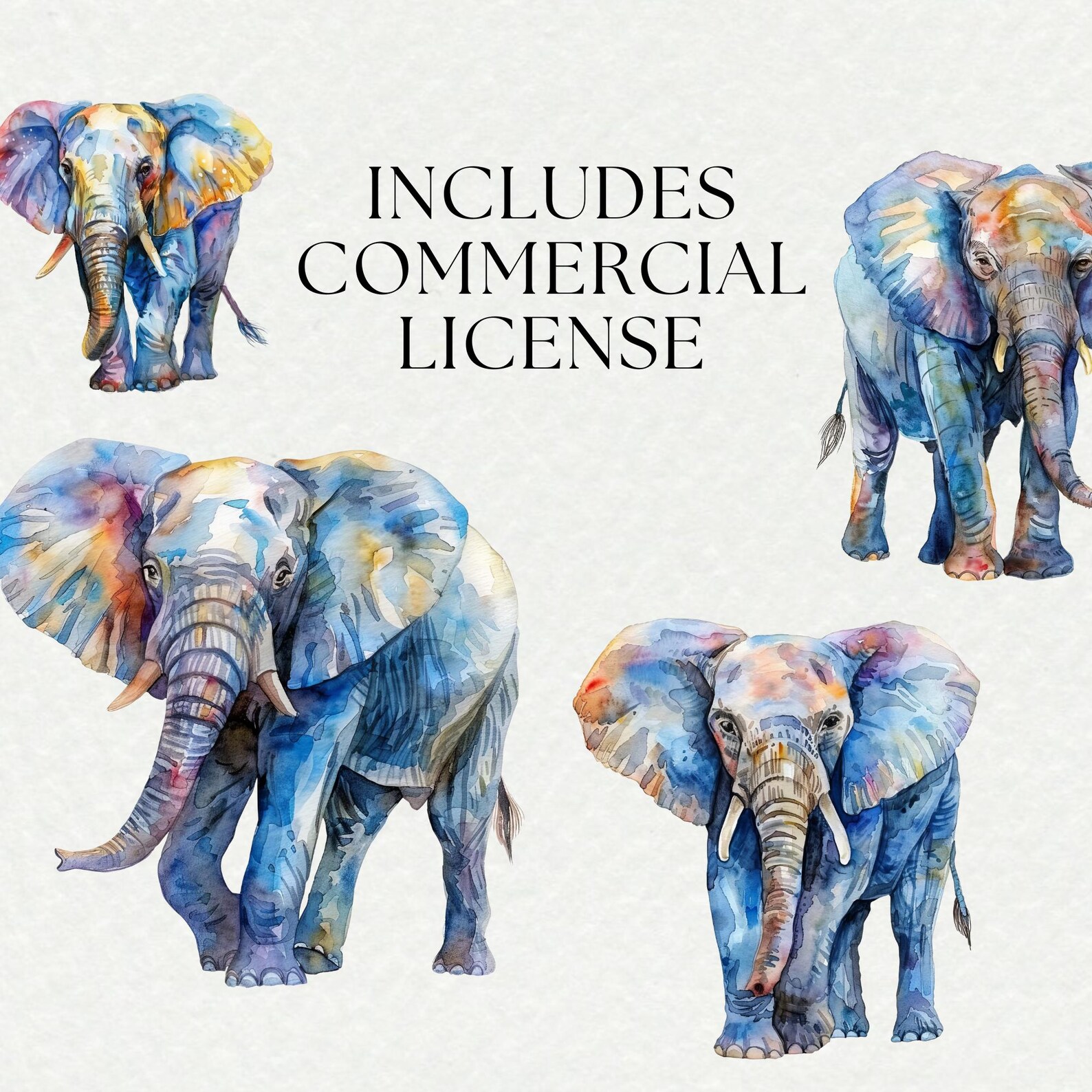 Vibrant Multi-color Elephant Clipart Bundle - Unique and Colorful ...