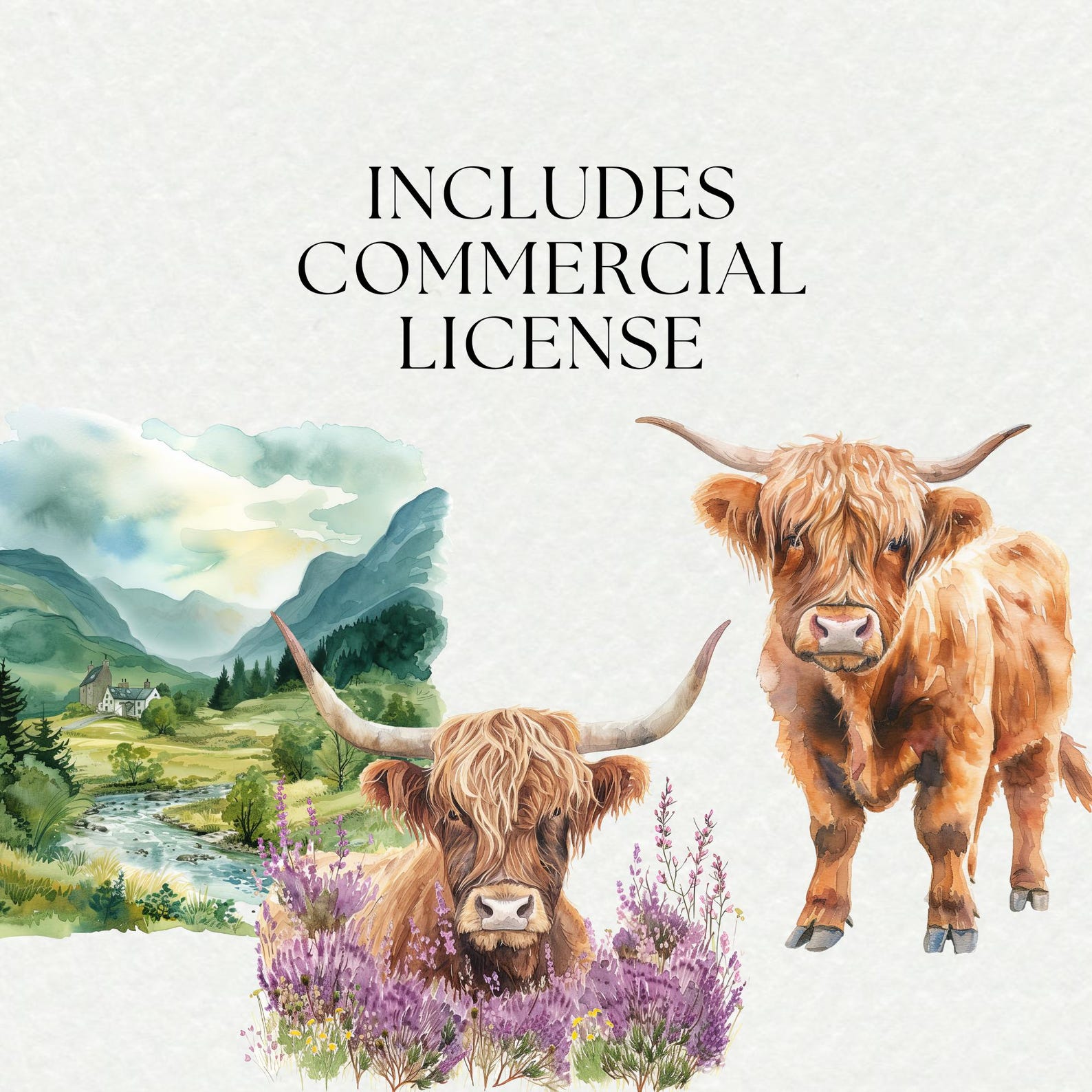 Scottish Highlands Clipart Bundle – Highland Cows, Celtic Symbols (PNG ...