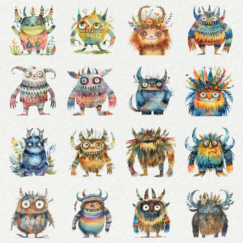 Whimsical Monsters Clipart Bundle – Playful PNG Designs (commercial Use ...