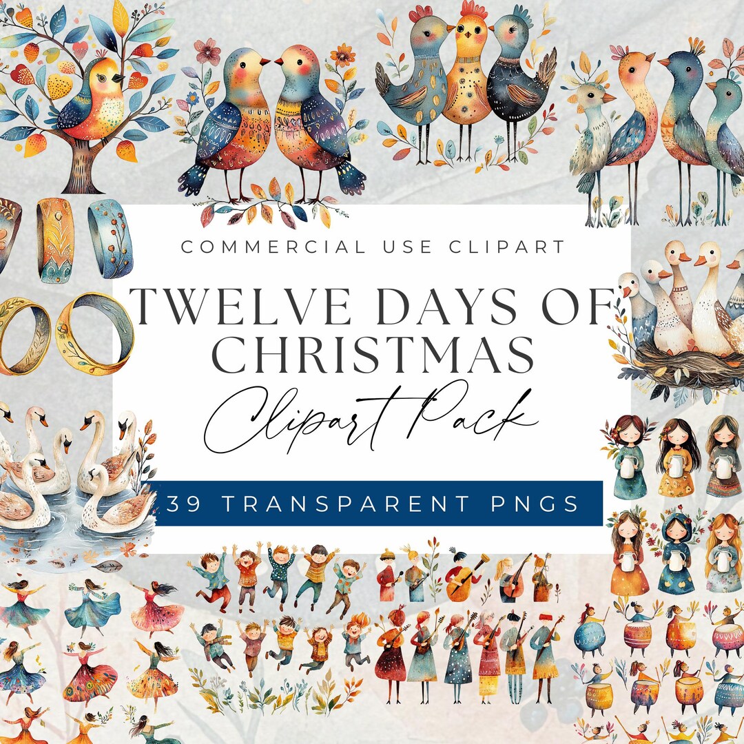 Boho Twelve Days of Christmas Clipart Bundle - Festive and Whimsical ...