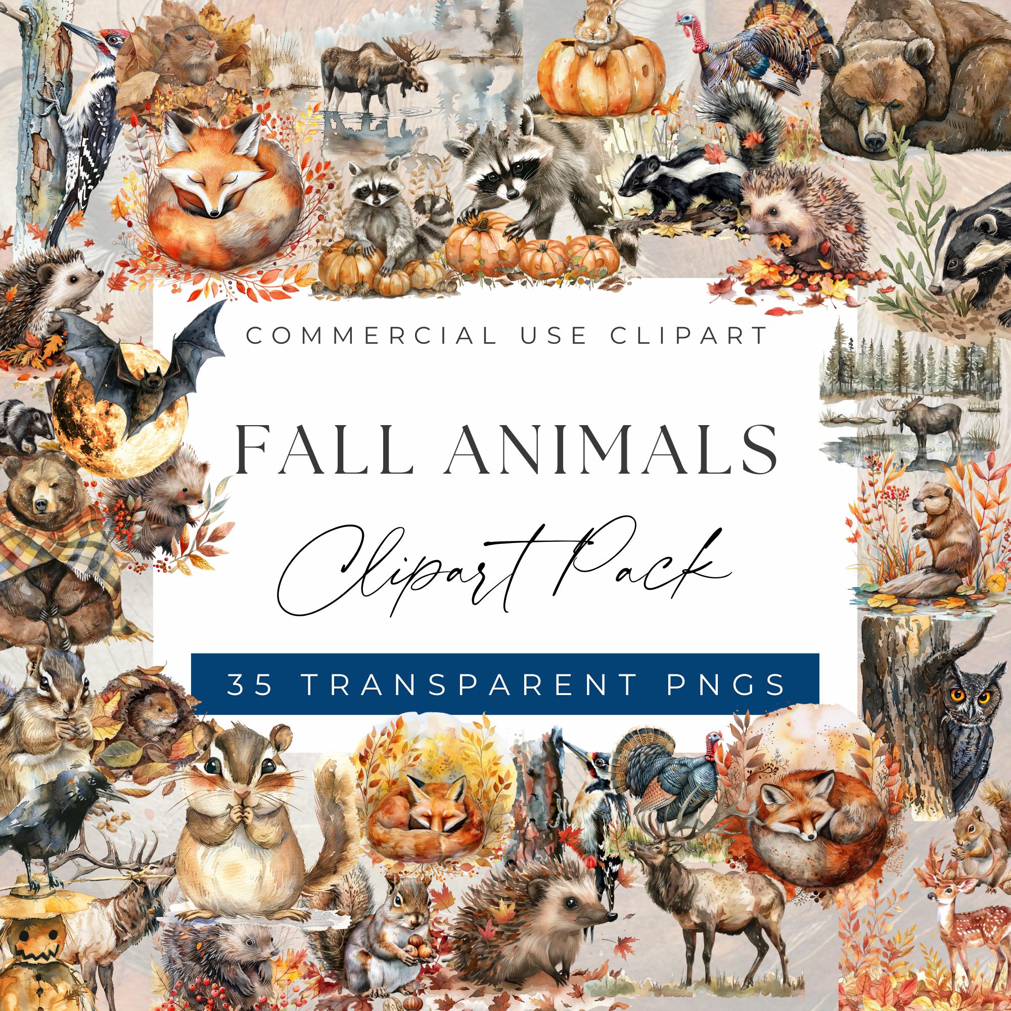 Fall Animals Clipart Bundle - Autumn Wildlife and Seasonal Scenes ...