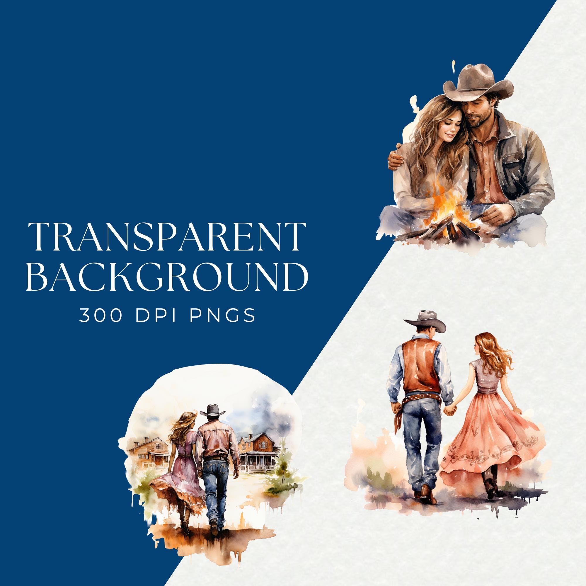 Cowboy Couples Clipart Bundle - Romantic and Rustic Western Scenes ...