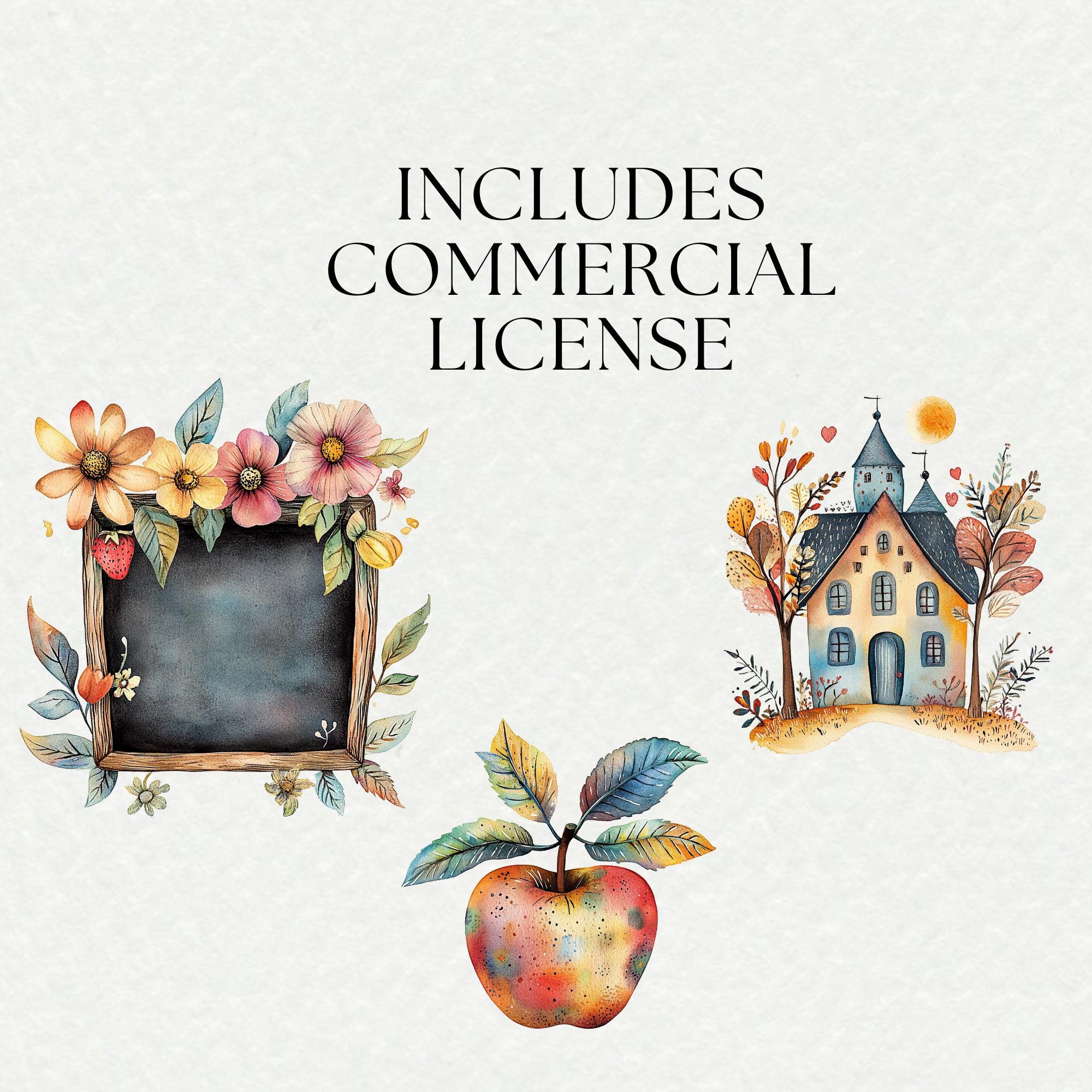 Boho School Clipart - School Bus, Chalkboard, Classroom, School ...