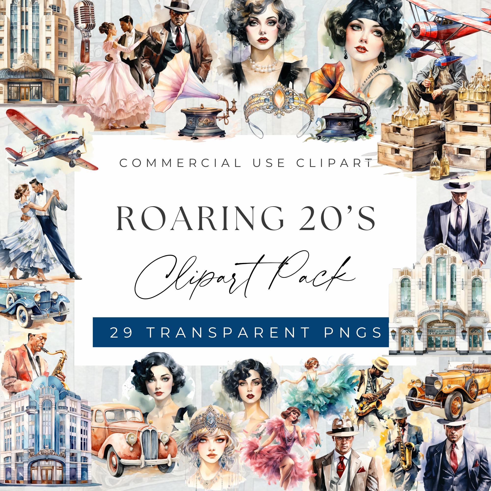Roaring 20’s Clipart Bundle - Iconic and Glamorous 1920s Scenes Clipart ...