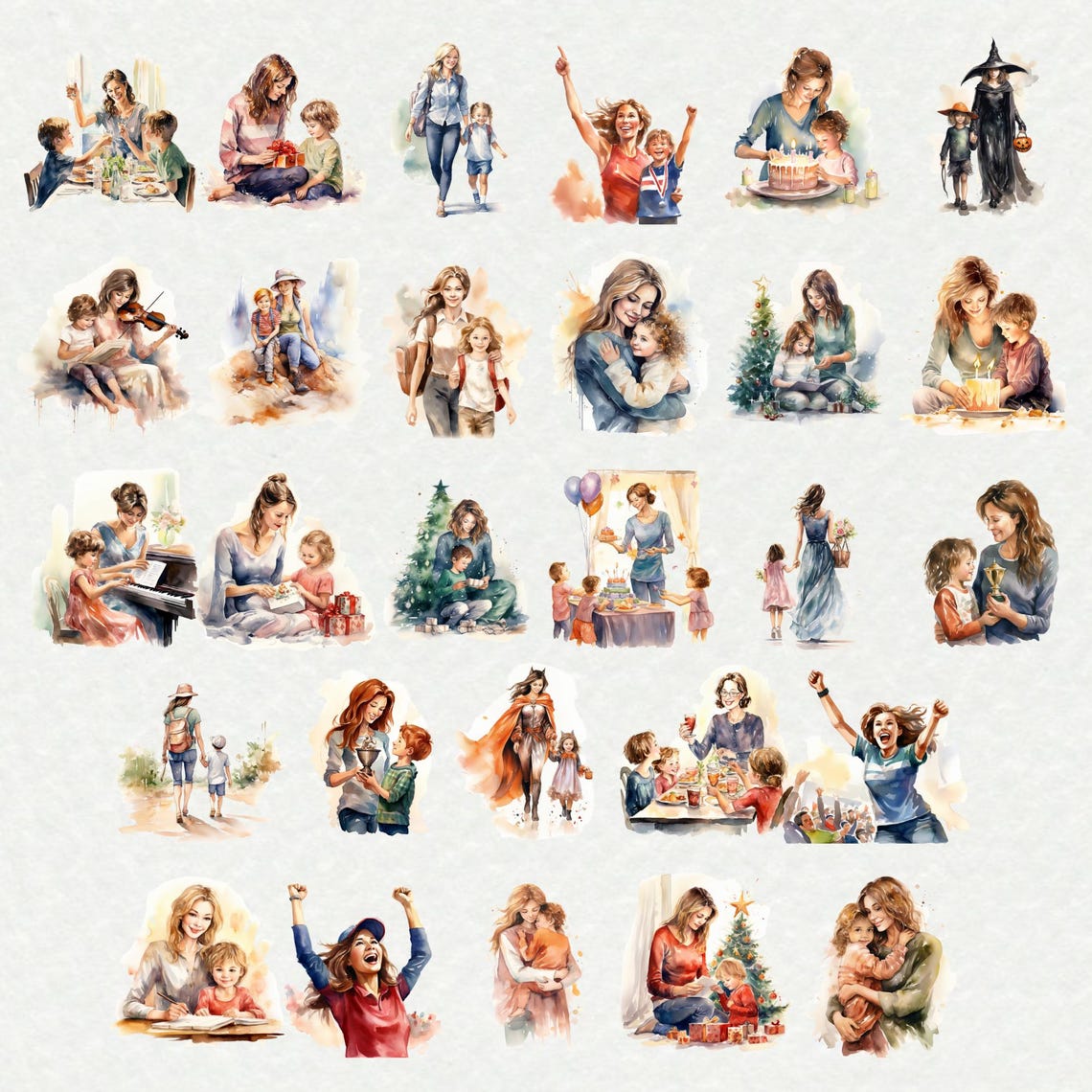 Single Mom Milestones Clipart Set | Celebrations, Special Moments (PNG ...