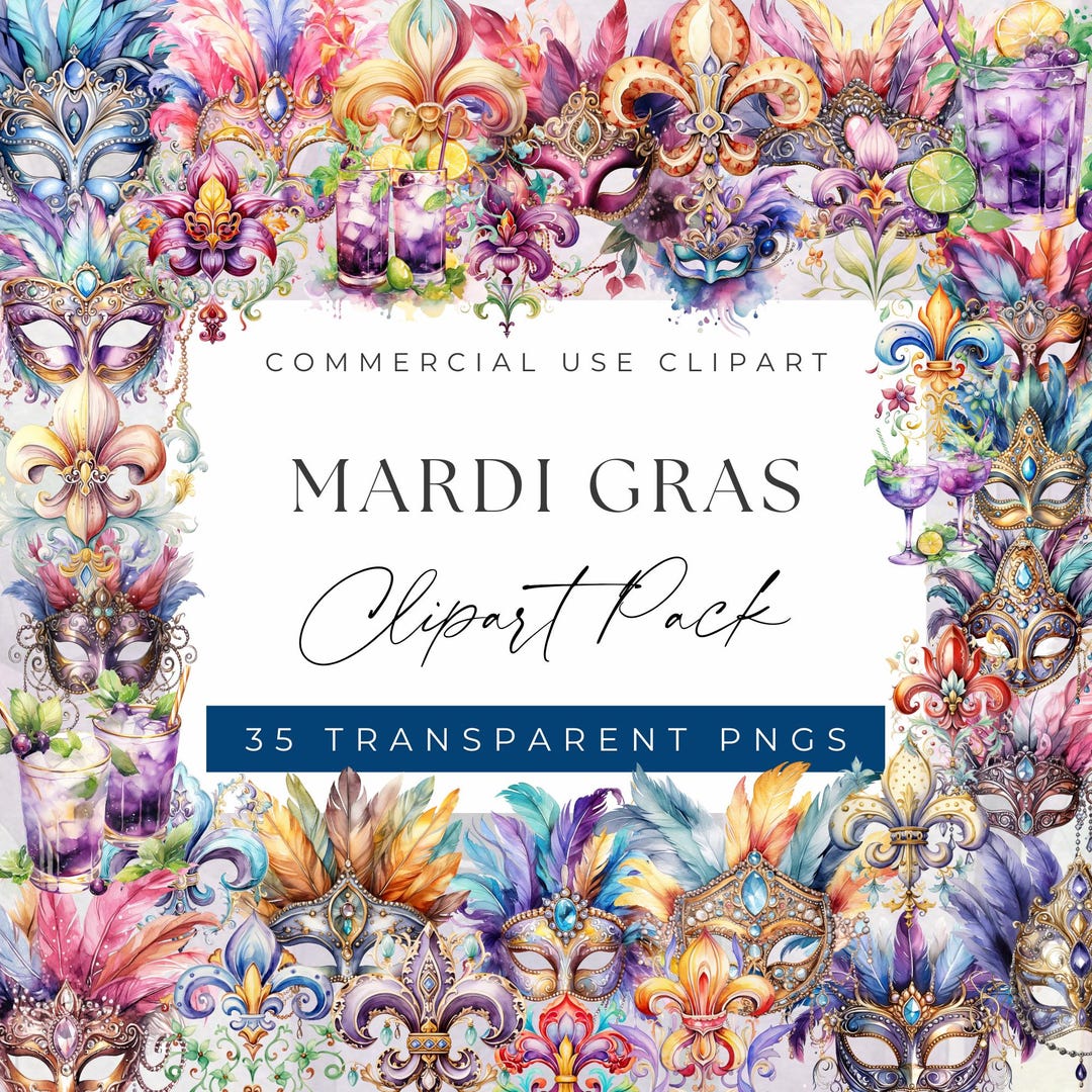 Mardi Gras Clipart Bundle - Festive and Colorful Mardi Gras Designs ...