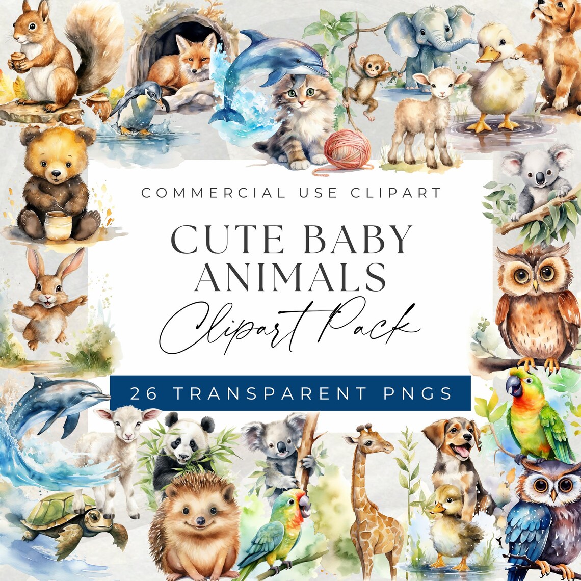 Adorable Baby Animals Clipart Bundle - Cute and Playful Wildlife ...