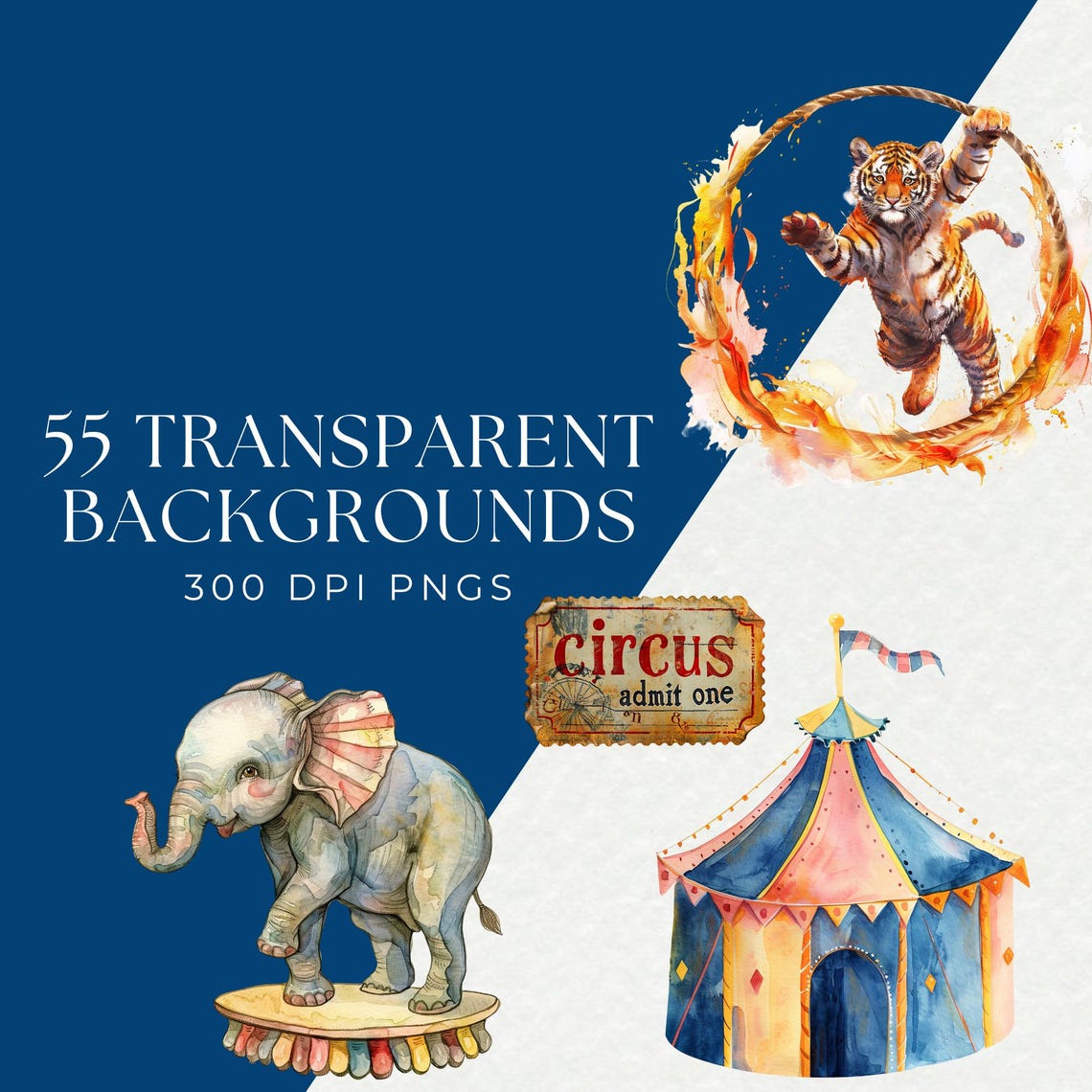 Vintage Circus Clipart Bundle - Adorable Circus Animals and Tickets ...