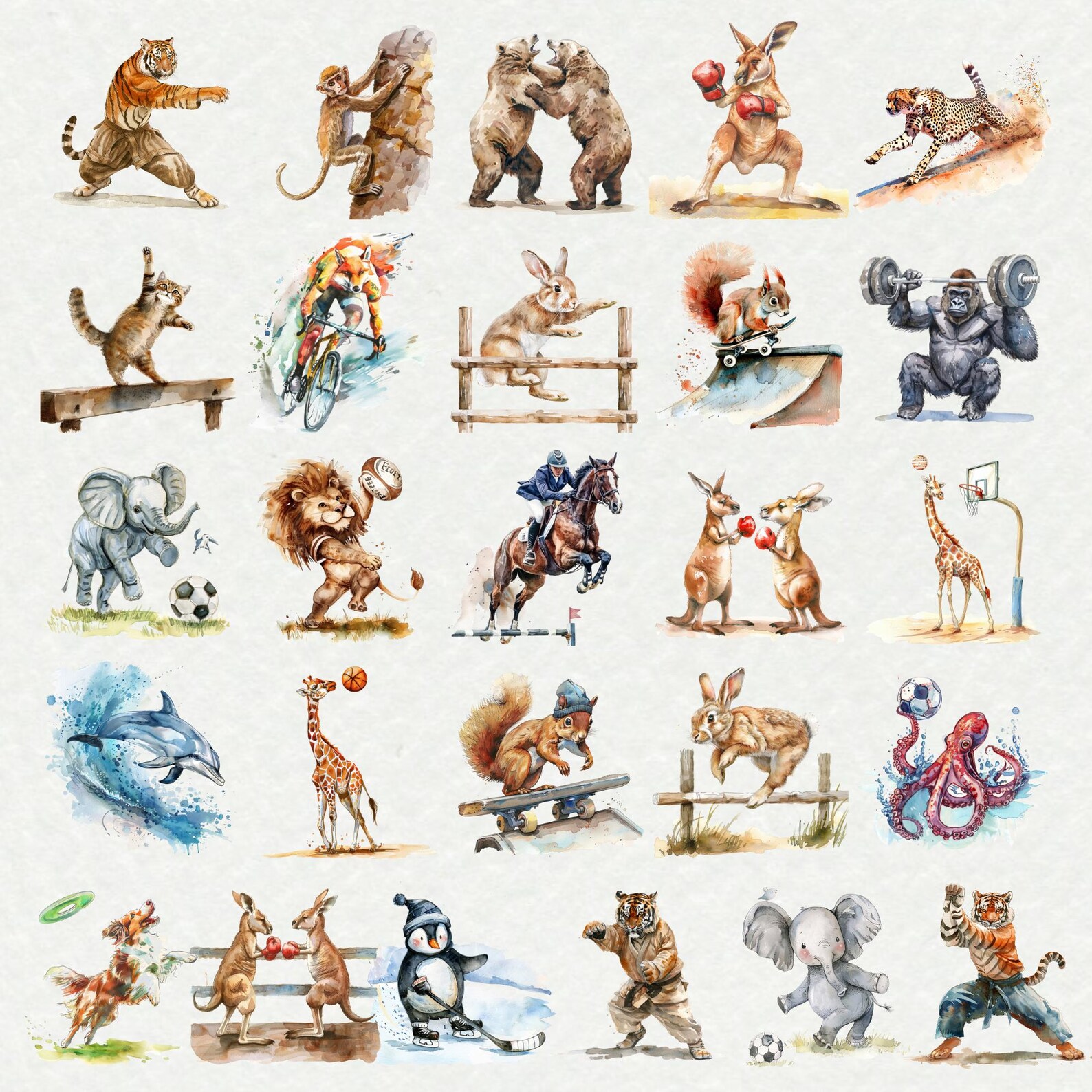 Sporty Animals Animal Athletes Clipart Bundle - Sports and Activities ...