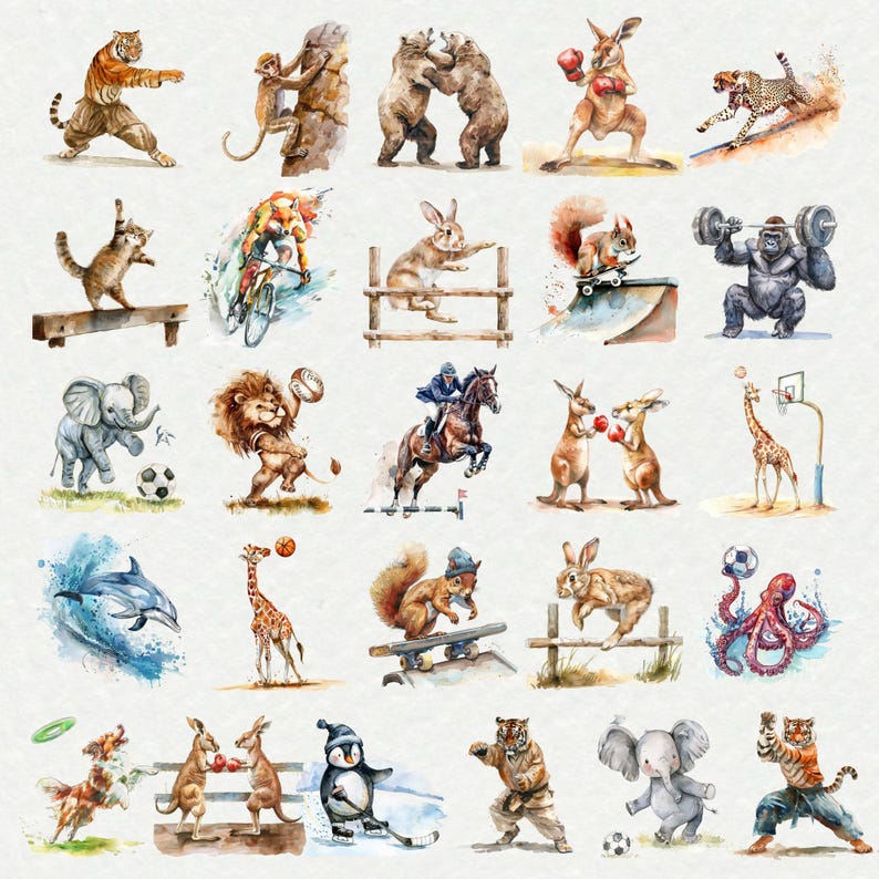 Sporty Animals Animal Athletes Clipart Bundle - Sports and Activities ...