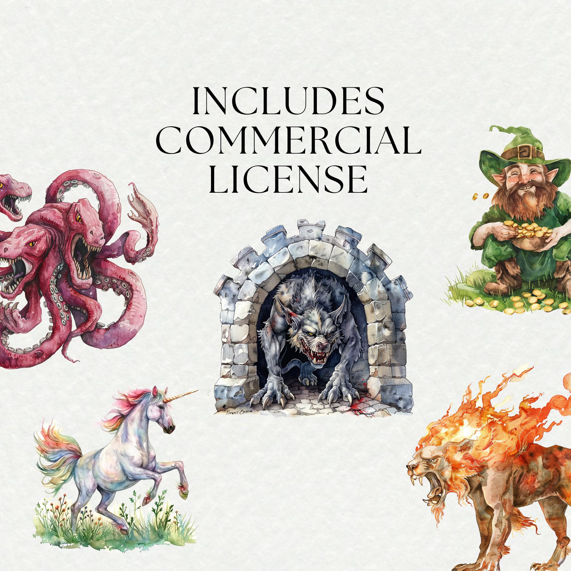 Mythical Creatures Digital Clipart Set - Legendary Beings for Fantasy ...