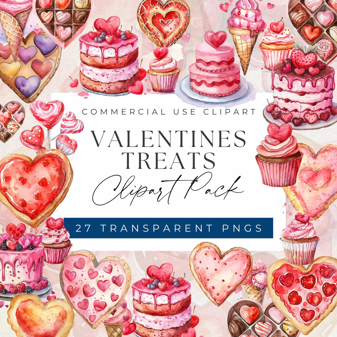 Valentine's Day Sweet Treats Clipart Bundle - Chocolates, Cupcakes ...