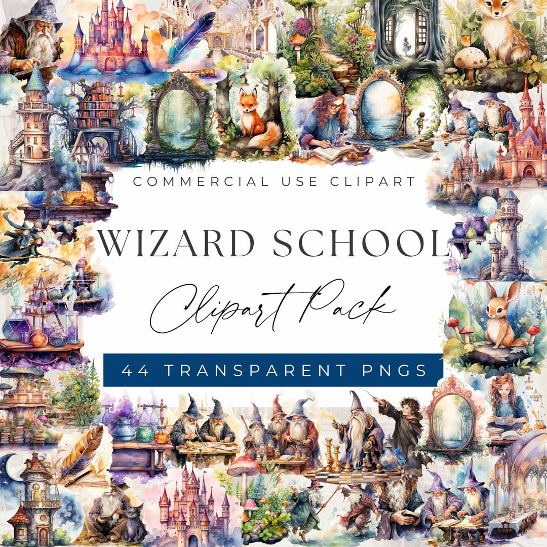 Wizard School Clipart Bundle - Magical and Enchanting Wizard Academy ...
