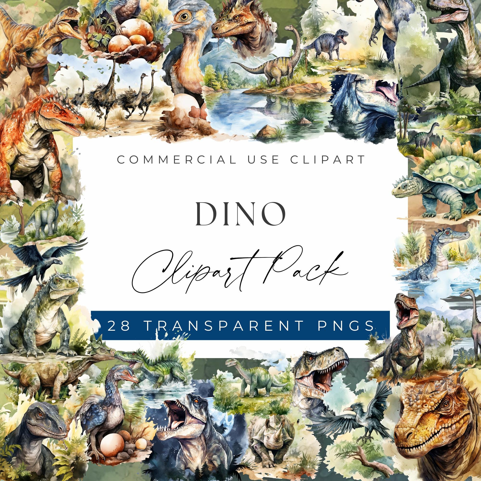 Dinosaur Clipart Bundle - Majestic and Fierce Prehistoric Scenes ...