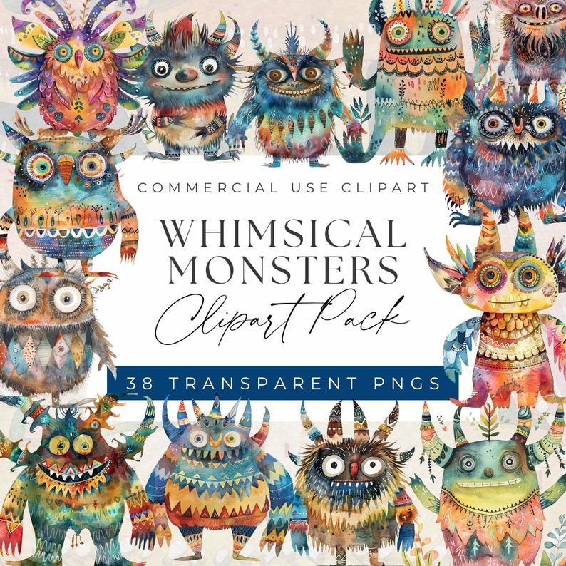 Whimsical Monsters Clipart Bundle – Playful PNG Designs (commercial Use ...