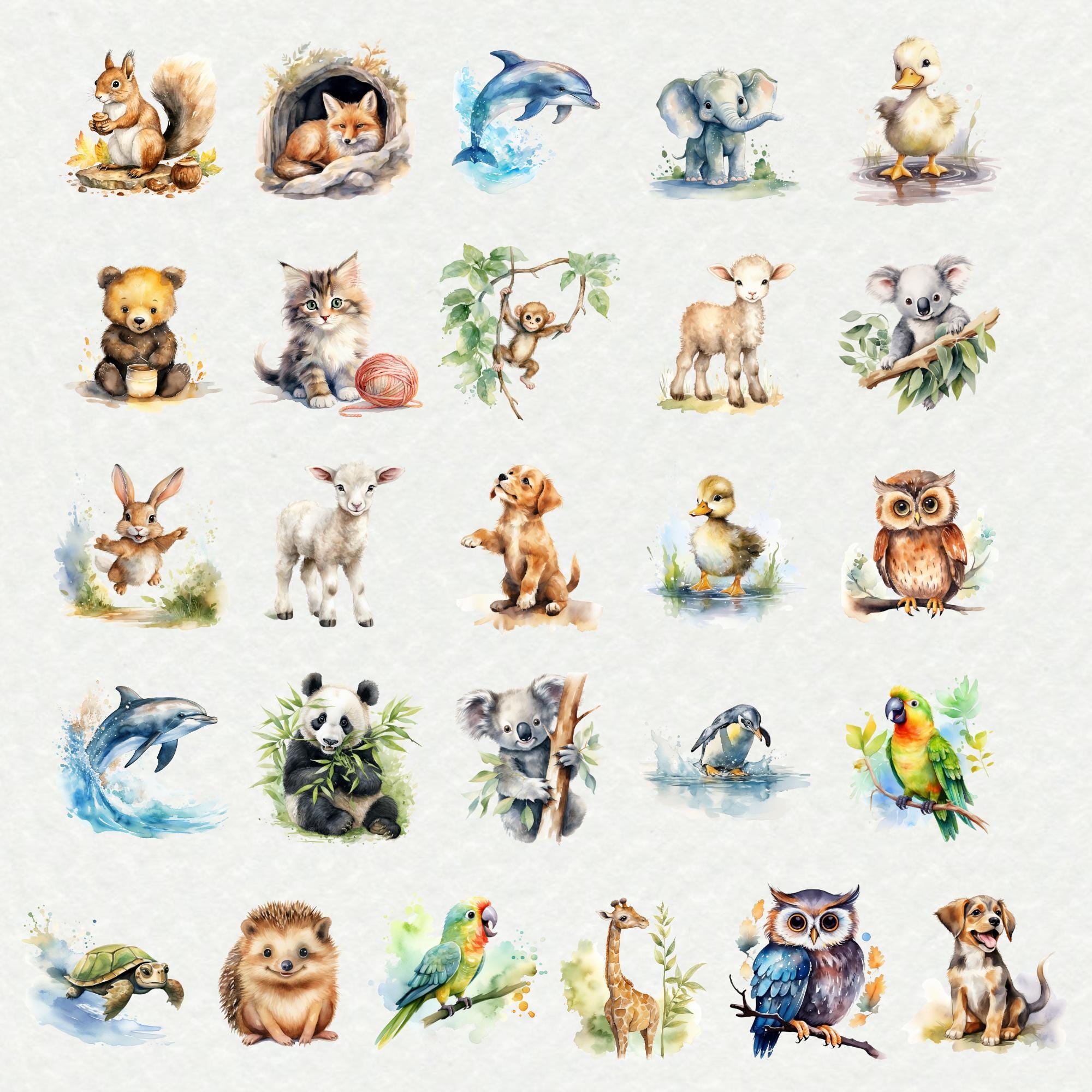 Adorable Baby Animals Clipart Bundle - Cute and Playful Wildlife ...