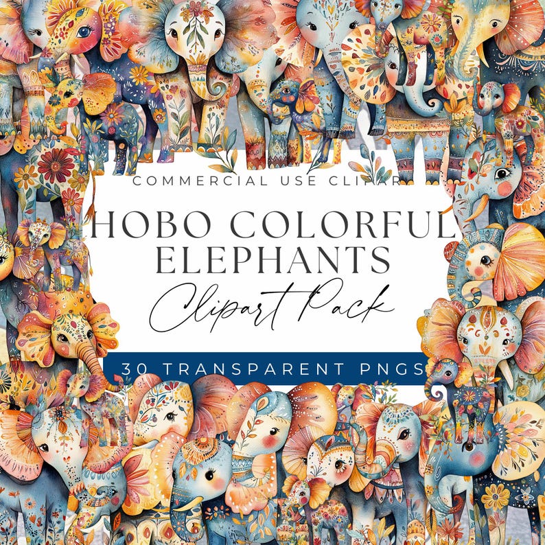 Boho Elephant Clipart – Watercolor Bohemian PNG Graphics (30 Files) - Etsy