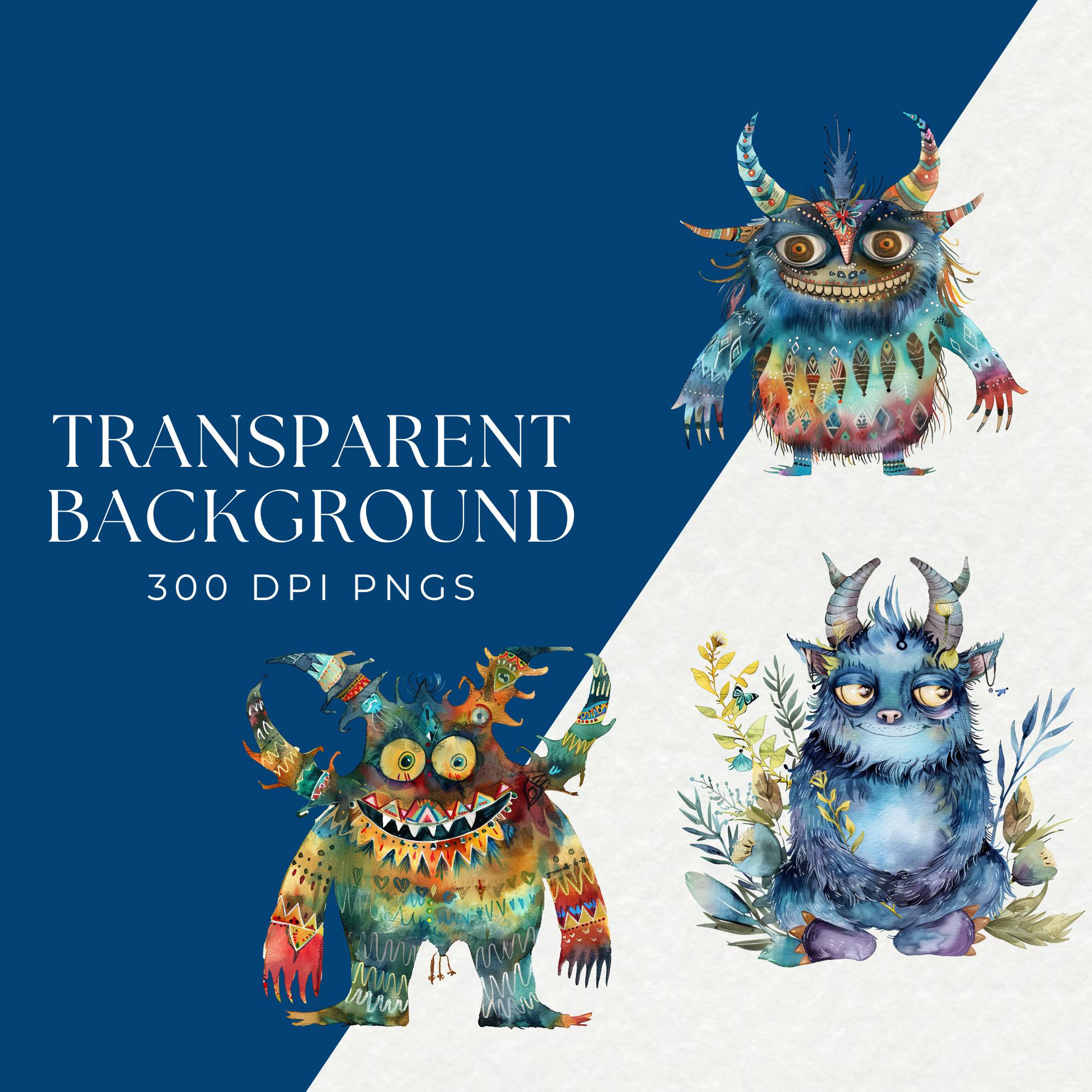 Whimsical Monsters Clipart Bundle - Playful and Quirky Boho Monster ...