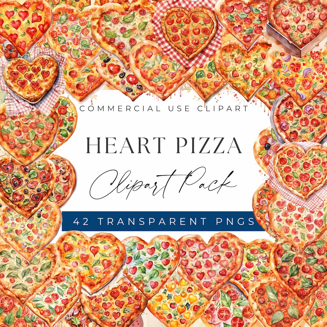 Heart-shaped Pizza Clipart Bundle - Delicious and Whimsical Pizza ...