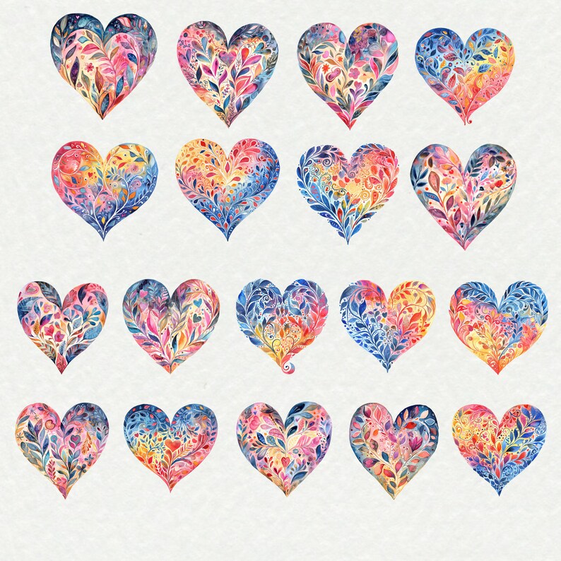 Patterned Hearts Clipart Bundle - Decorative and Stylish Heart Designs ...