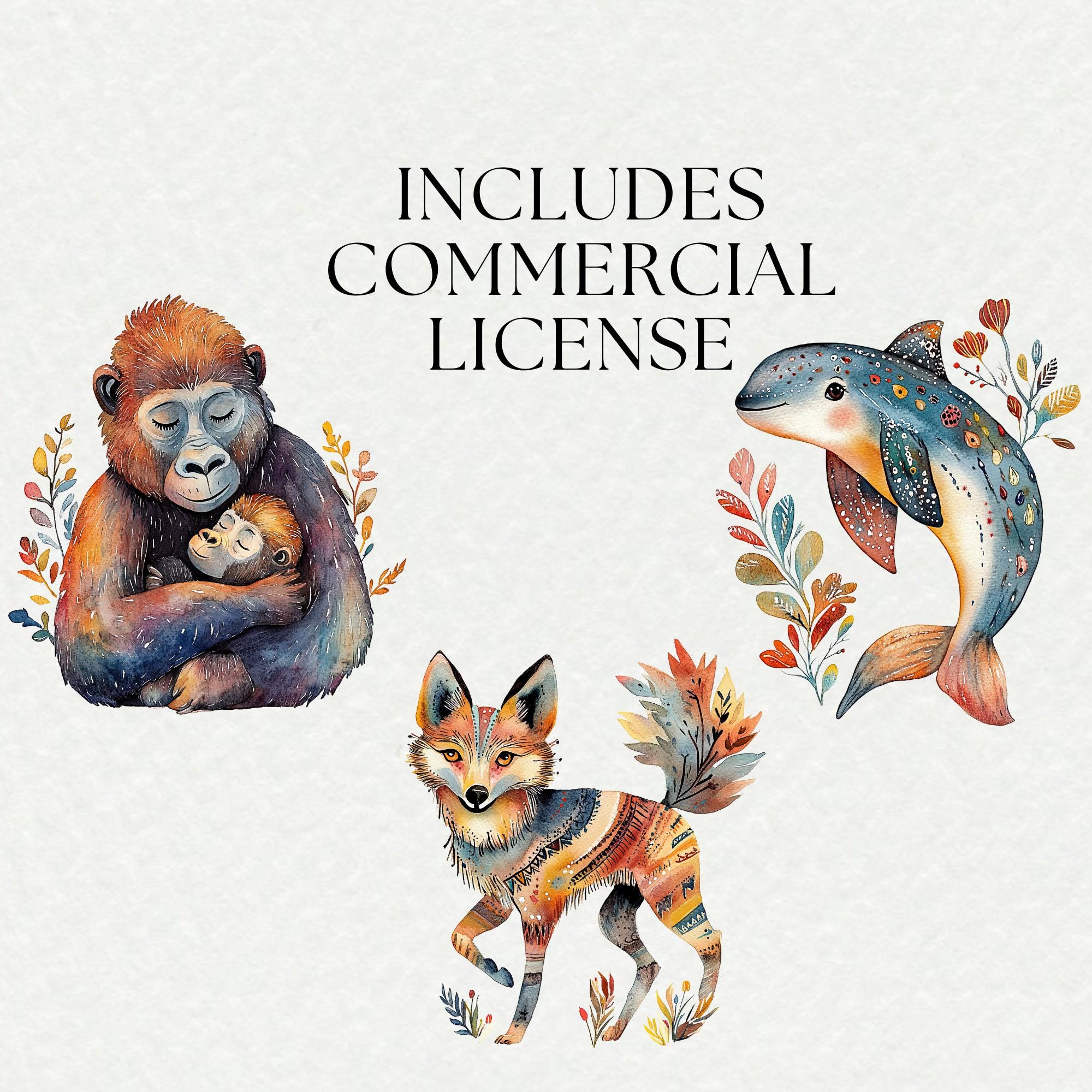 Boho Endangered Animals Clipart - Artistic Illustrations Endangered ...